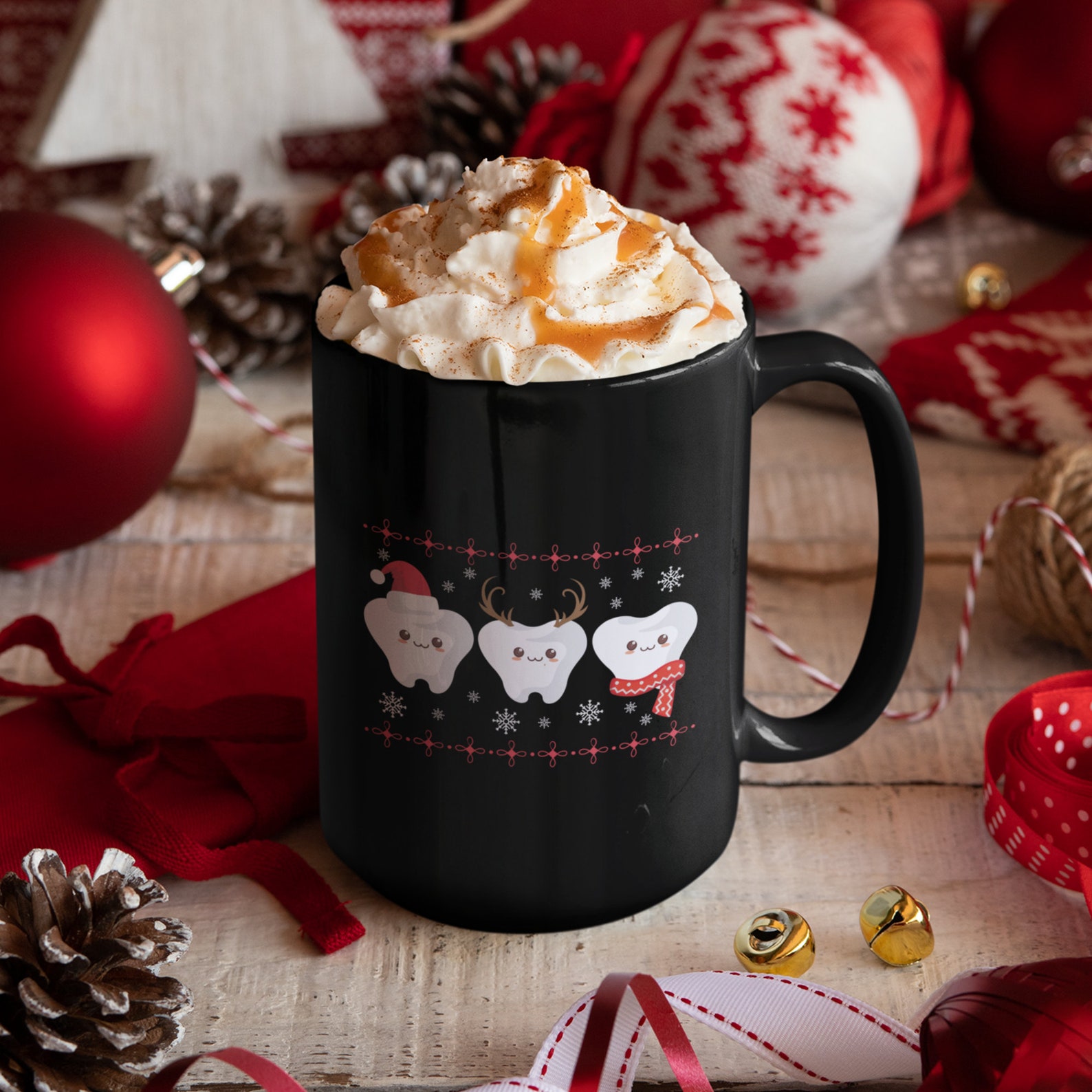 Christmas Dentist Mug, Cute Teeth Coffee Mug, Funny Dental Hygienist ...