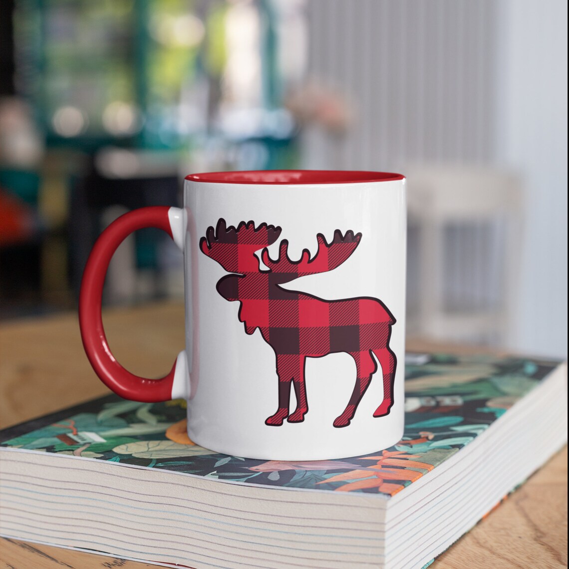 Moose Flannel Coffee Mug Funny Moose Red Mugs Cute Animal | Etsy