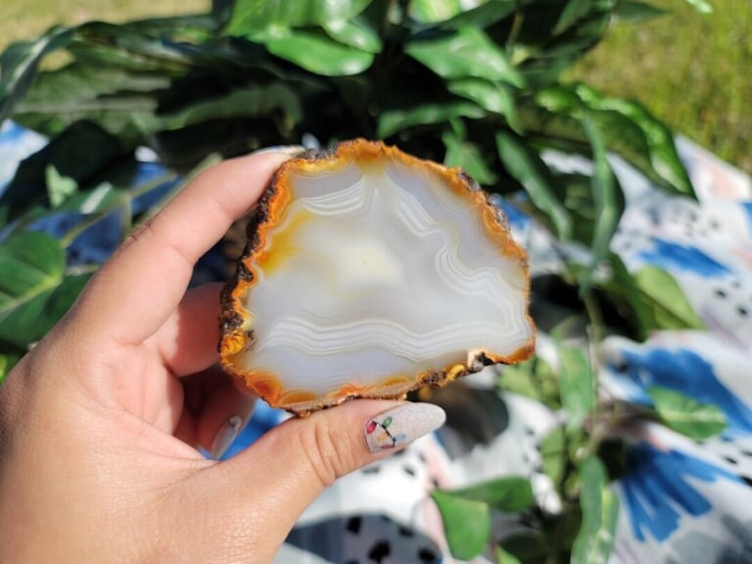 Banded Agate Slab With Display Stand - Etsy