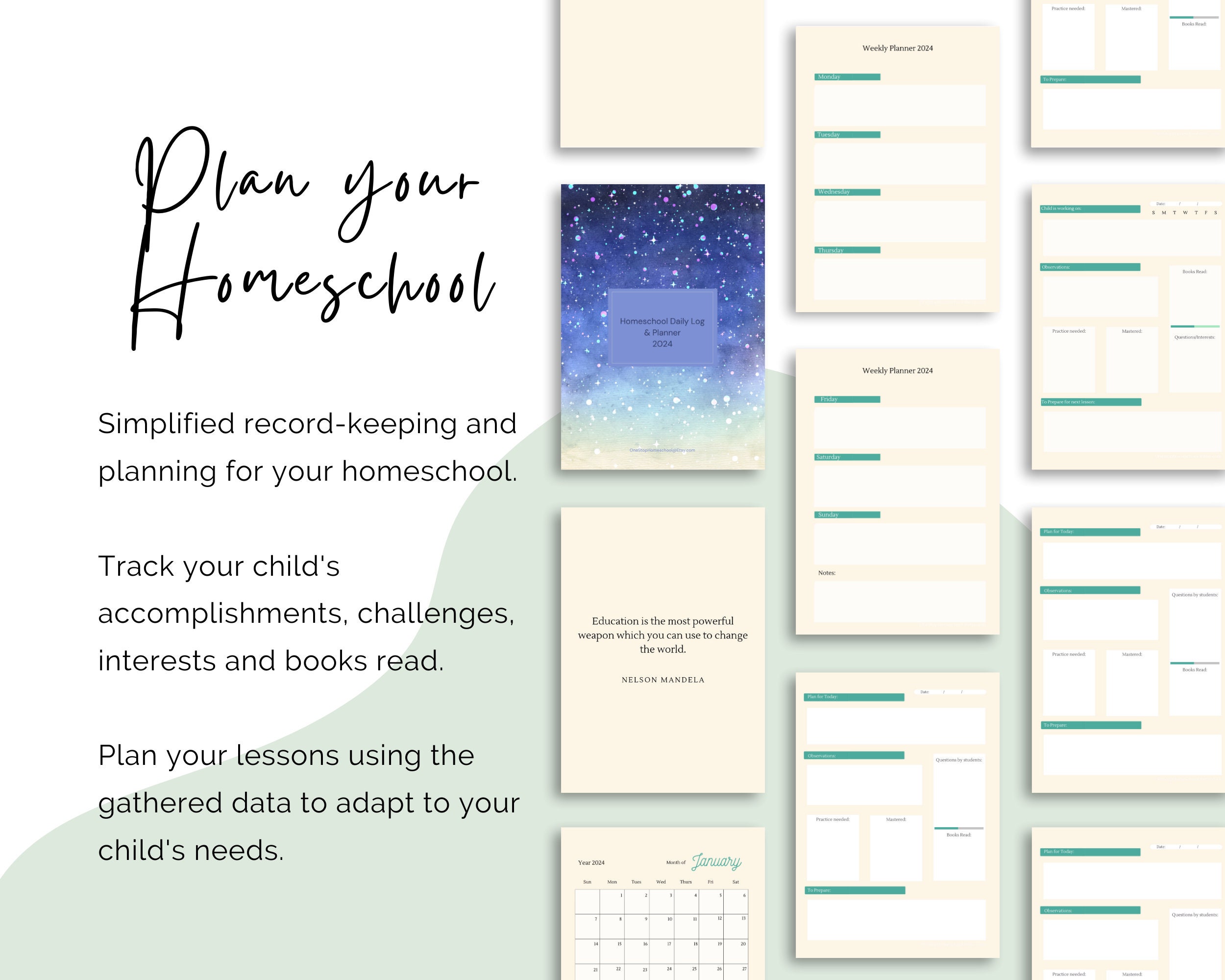 Planner Homeschool 2024 Printable PDF Planner Instant Download Daily ...