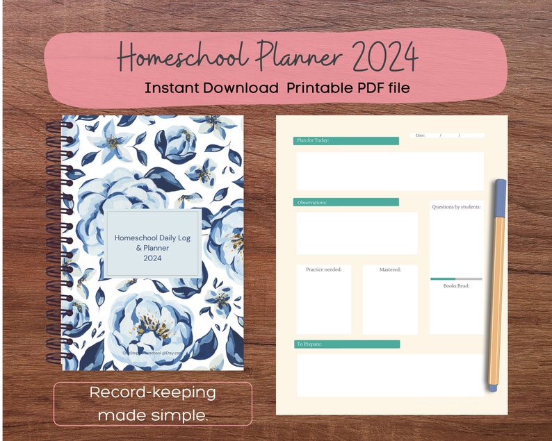 Planner Homeschool 2024 Printable PDF Planner Instant Download Daily ...