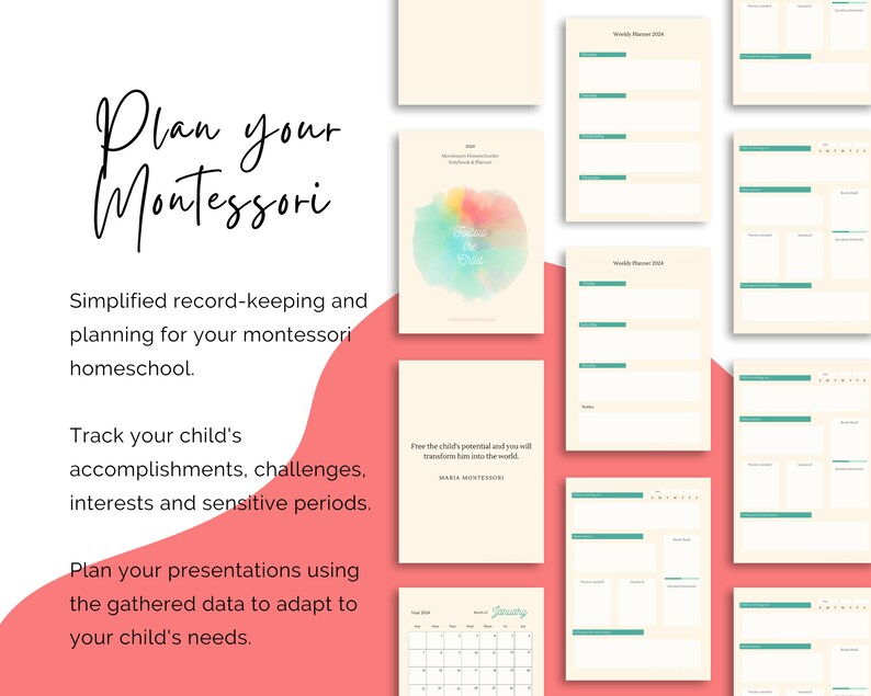 Planner for Homeschool 2024 Printable PDF Template for Montessori Logs ...