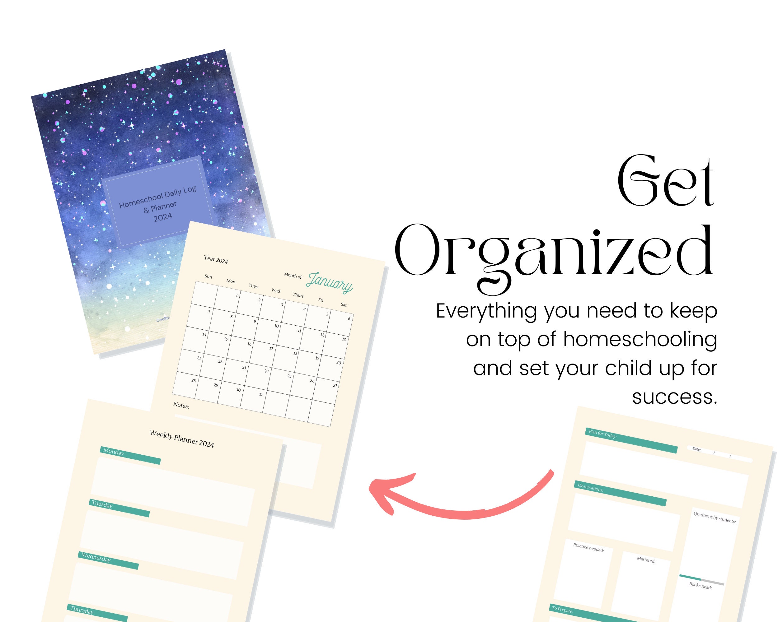 Planner Homeschool 2024 Printable PDF Planner Instant Download Daily ...