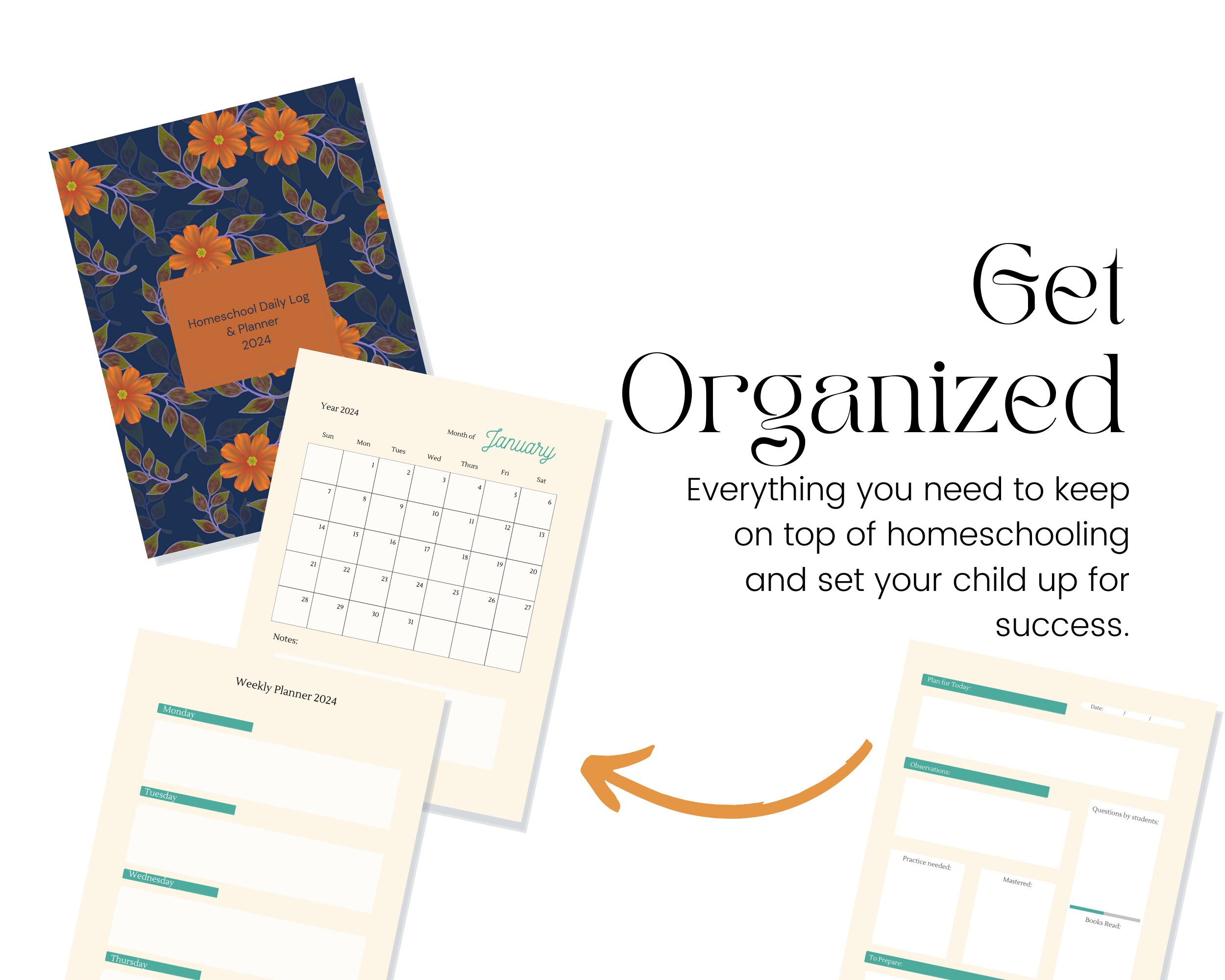 Homeschool Planner 2024 Instant Download Daily Log Weekly Planner ...
