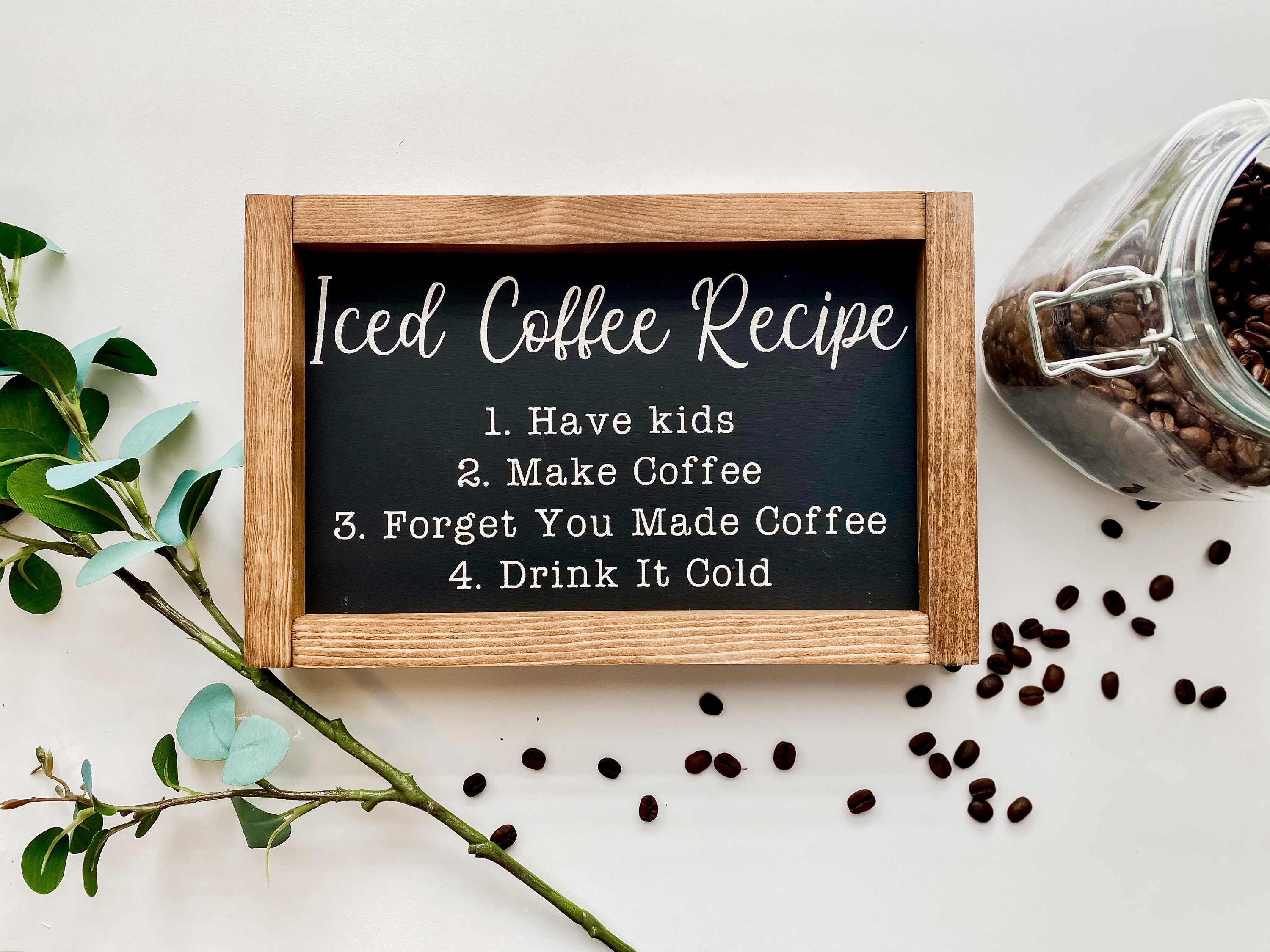 Iced Coffee Recipe Coffee Bar Kitchen Sign | Etsy