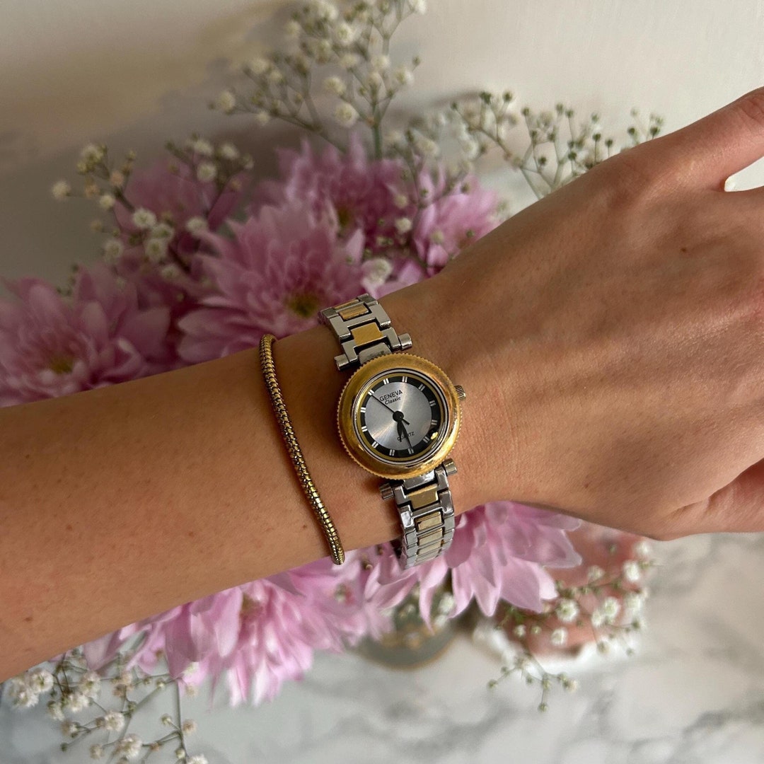Vintage Women’s Gold Silver Two Tone Geneva Quartz Watch - Etsy