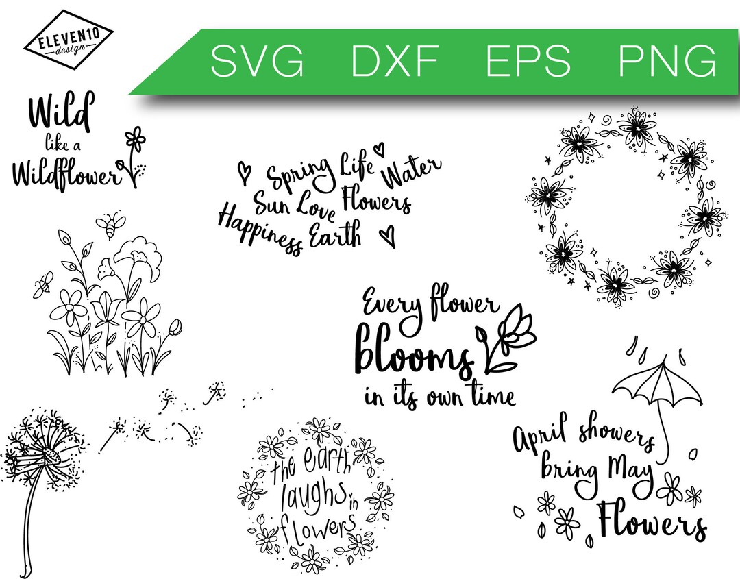 Spring and Flowers Bundle SVG Cut File - Etsy
