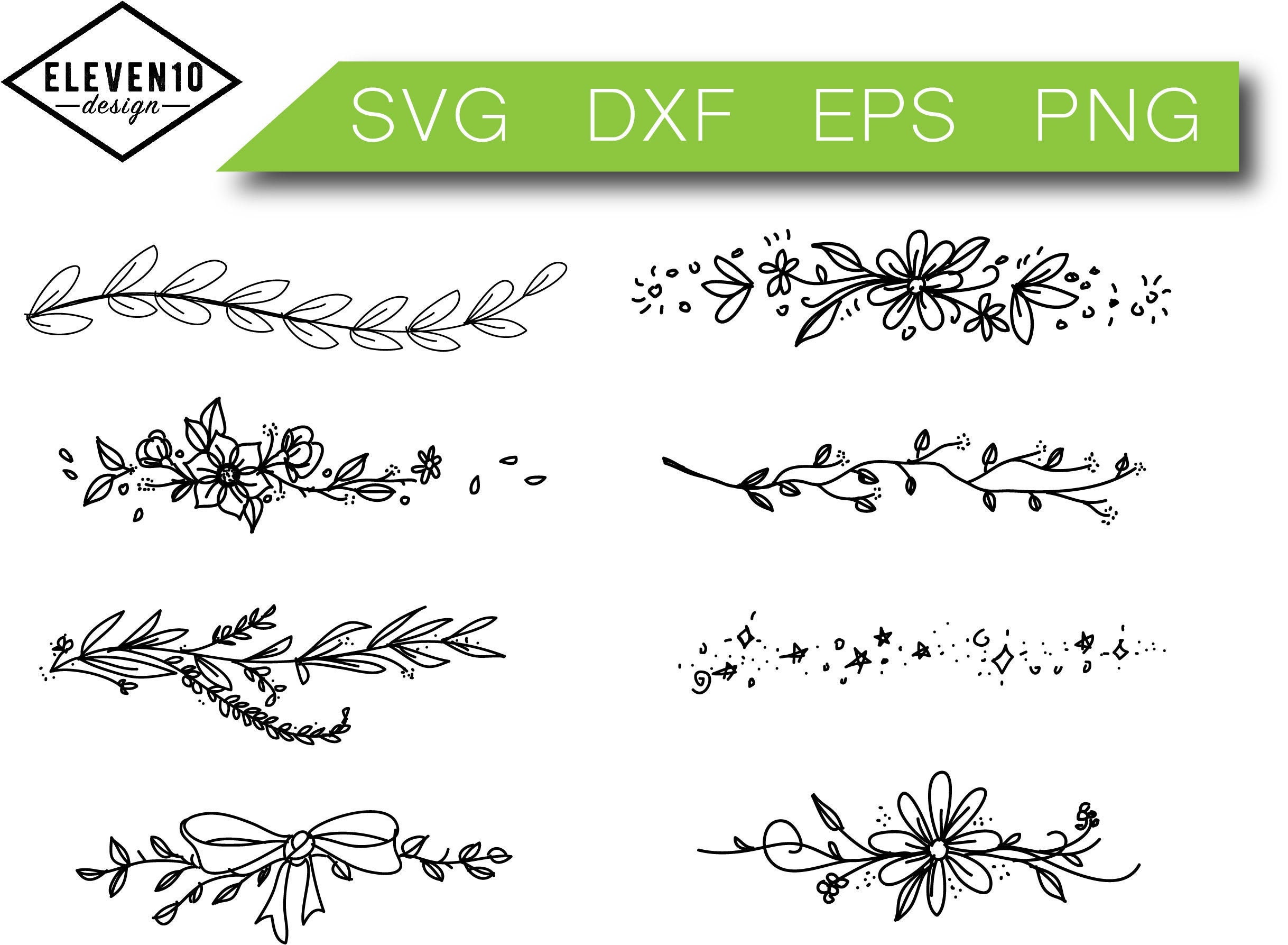 Floral Banner, Design Accents Bundle SVG Cut File, Floral Svg, Floral ...