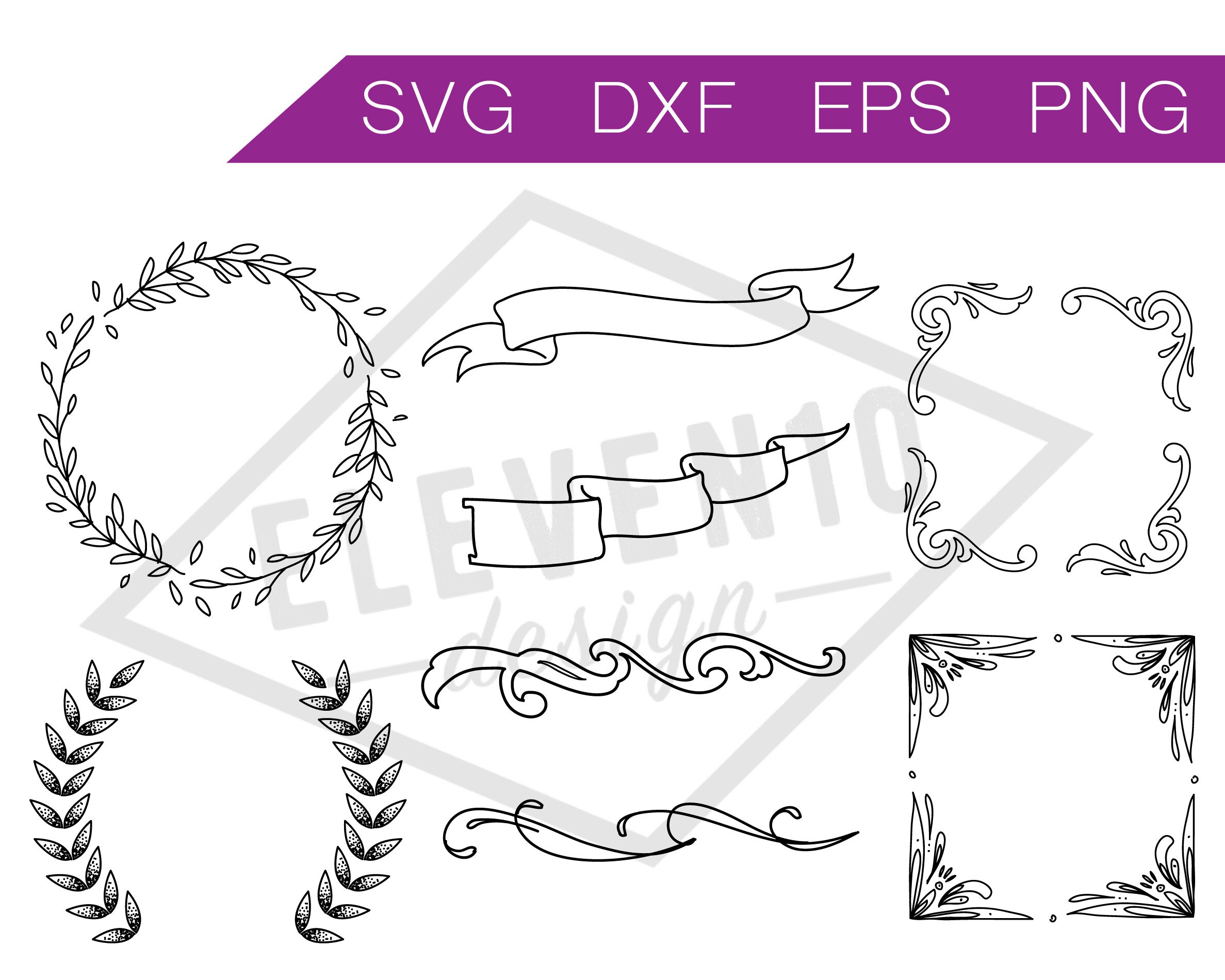 Big Fancy Design Elements, Svg Cut File, Filigree, Design Accents, Svg ...