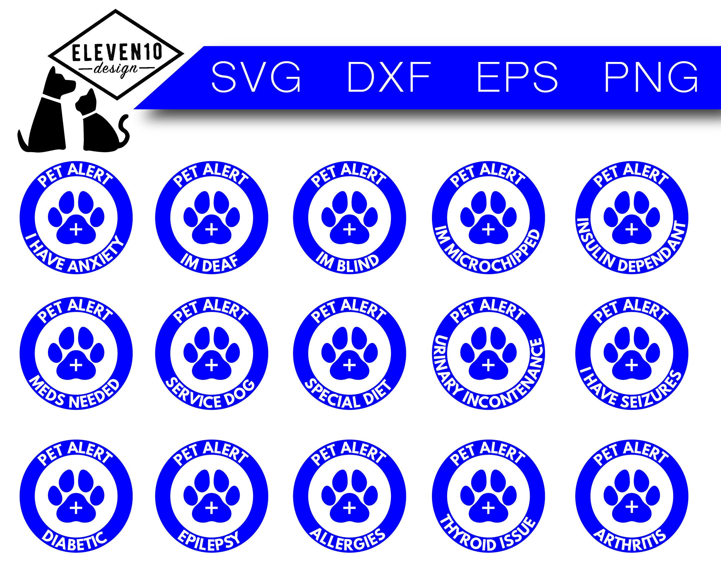 Pet Medical Alert Bundle SVG Cut File, Pet Bundle, Paw Print Cut Files ...