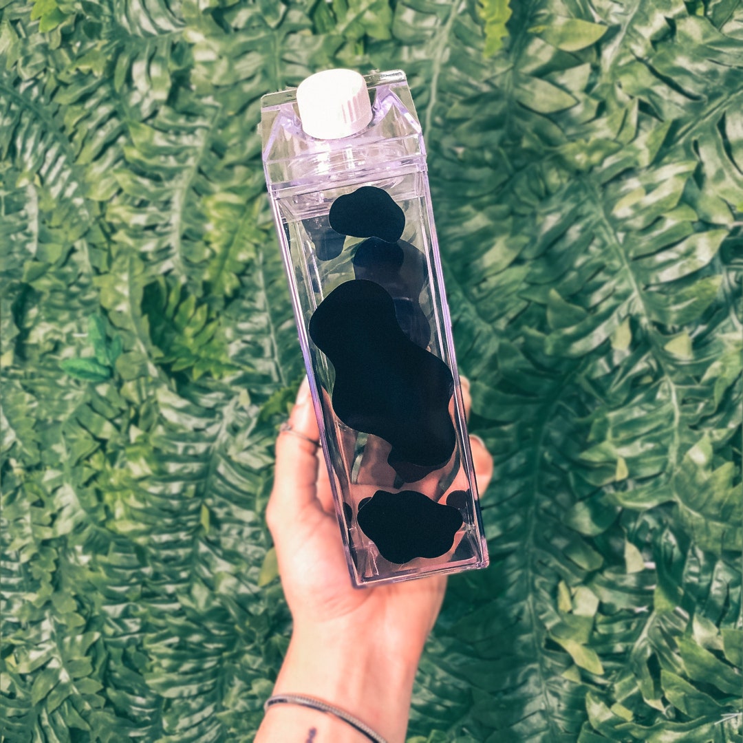 Cow Print Acrylic Milk Carton, Acrylic Water Bottle, Clear Water Bottle ...