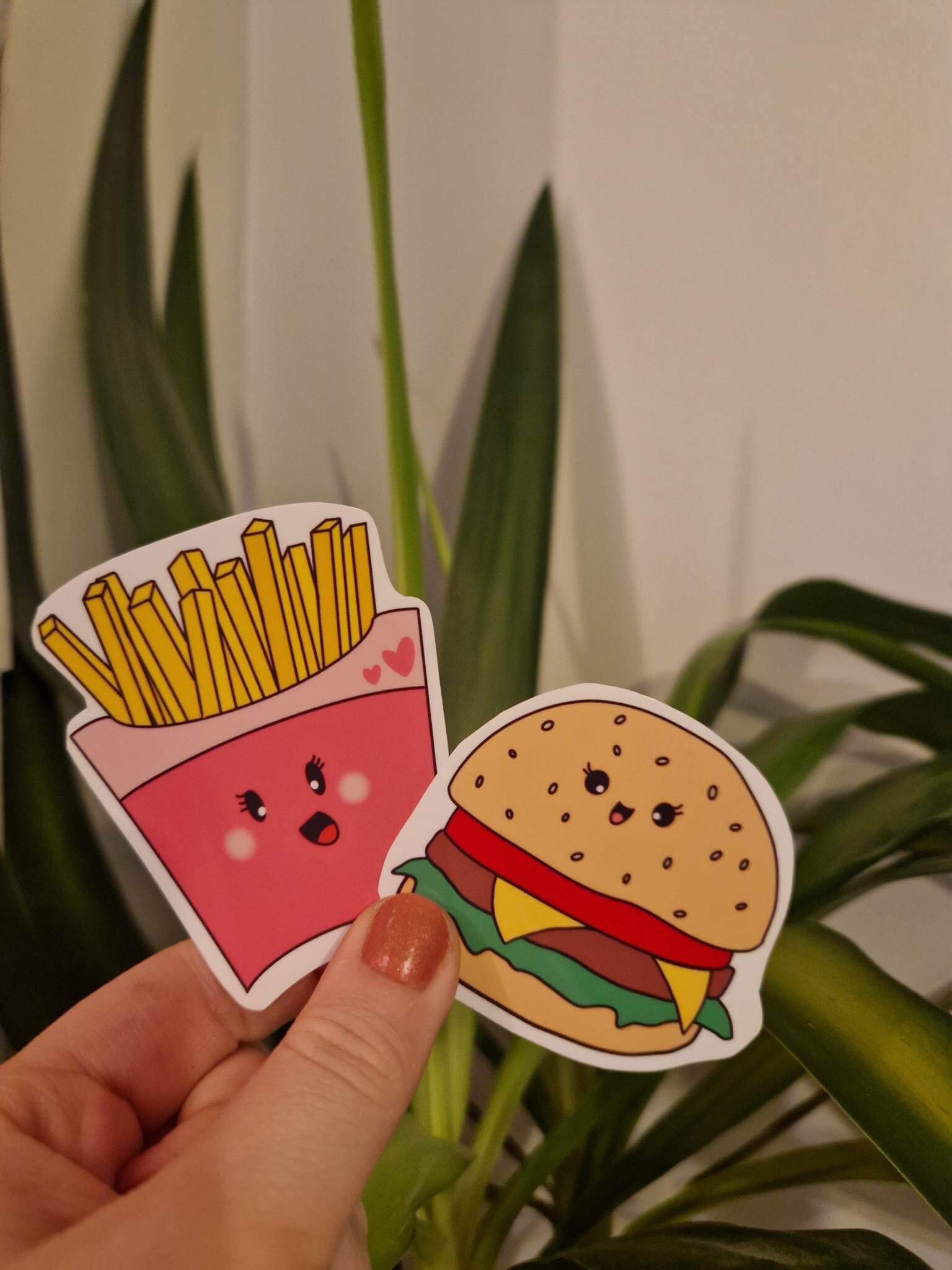 Burger and Chips Stickers Waterproof. Fries Sticker. - Etsy