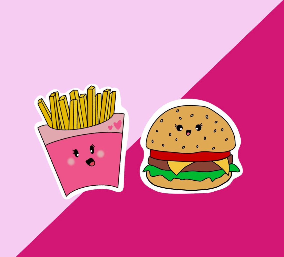 Burger and Chips Stickers Waterproof. Fries Sticker. - Etsy