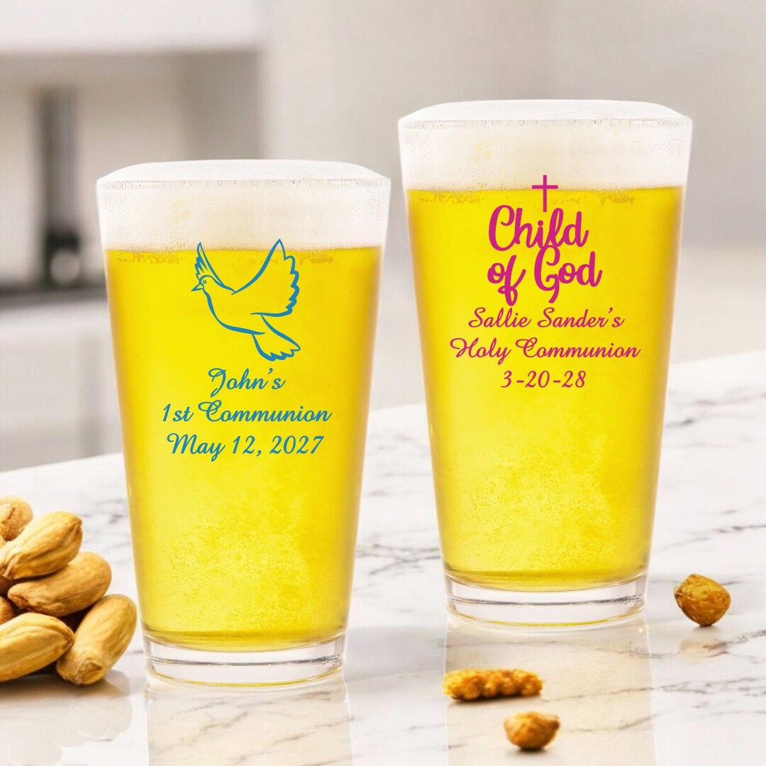 First Holy Communion Personalized Printed 24 Pieces Beer Pint Glass ...