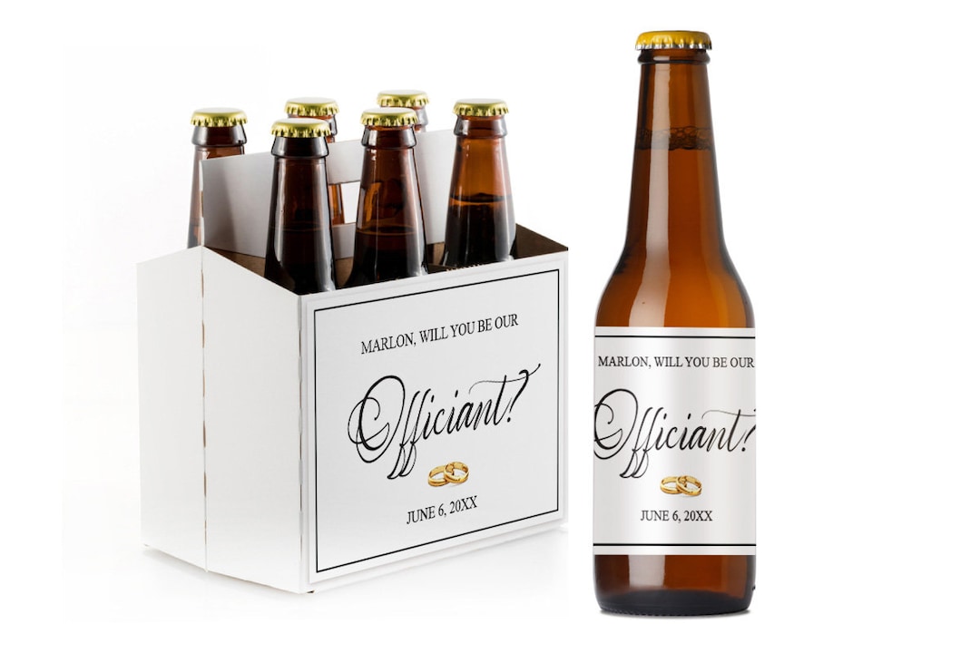 Will You Be Our Officiant Wedding Personalized Beer Bottle Carrier or ...