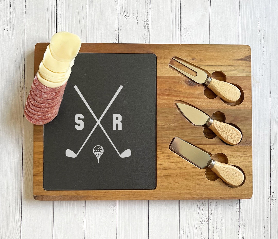 Golf Monogram Engraved Cheese Board Set Rectangle Charcuterie - Etsy