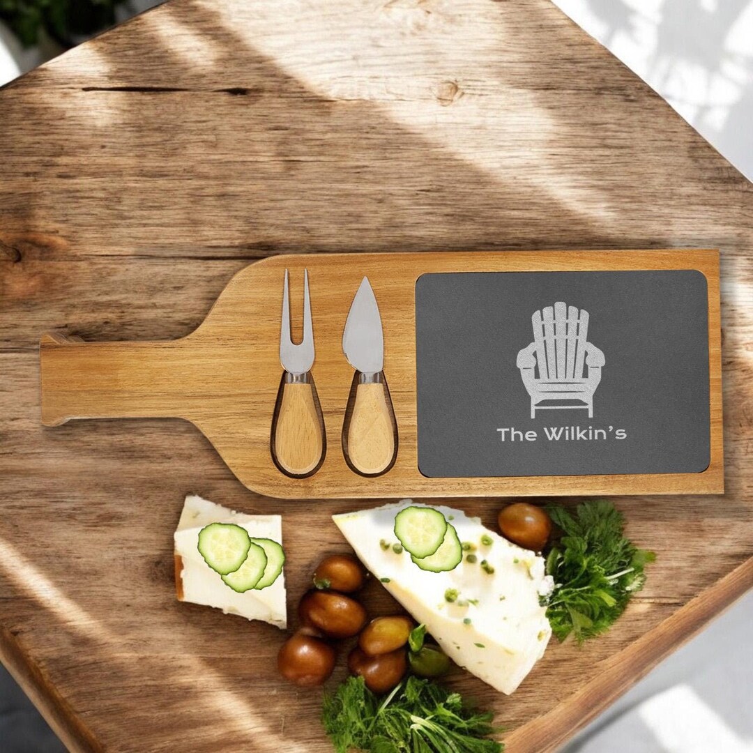 Adirondack Beach Chair Engraved Cheese Board Set, Paddle-shaped ...