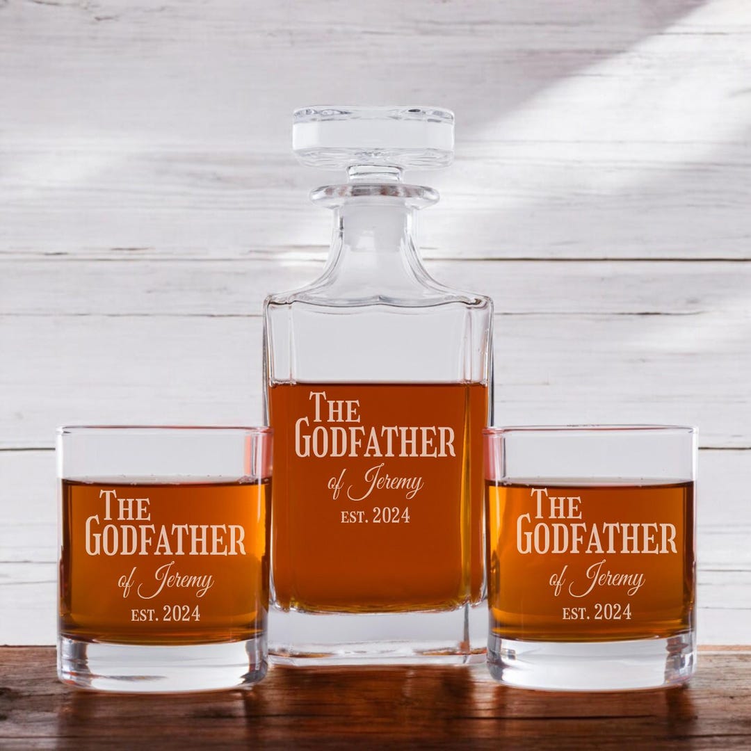 Godfather Whiskey Decanter Whiskey Rocks Glasses Personalized Etched ...