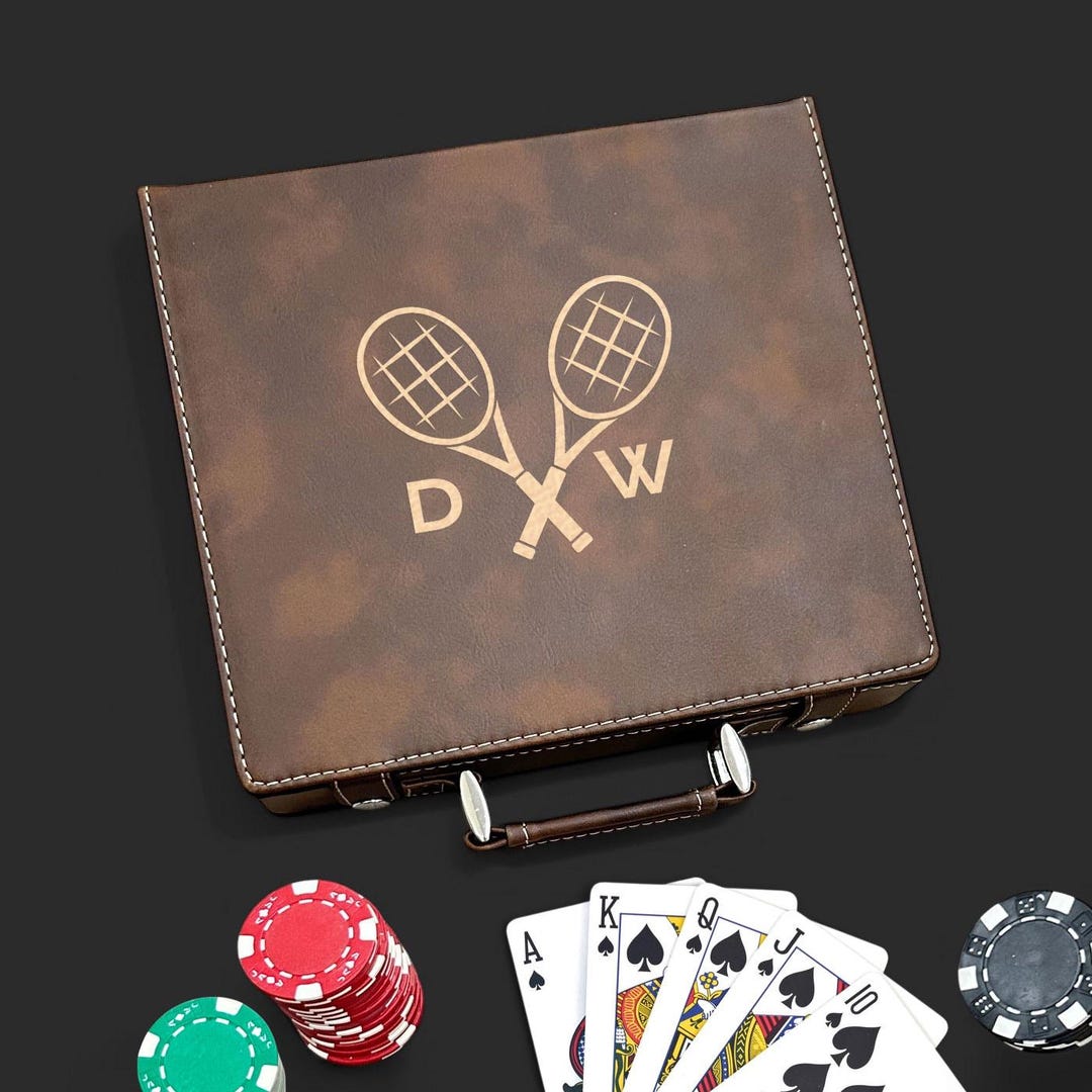 Personalized Tennis Monogram Poker Chip Set: Laser Engraved Faux ...