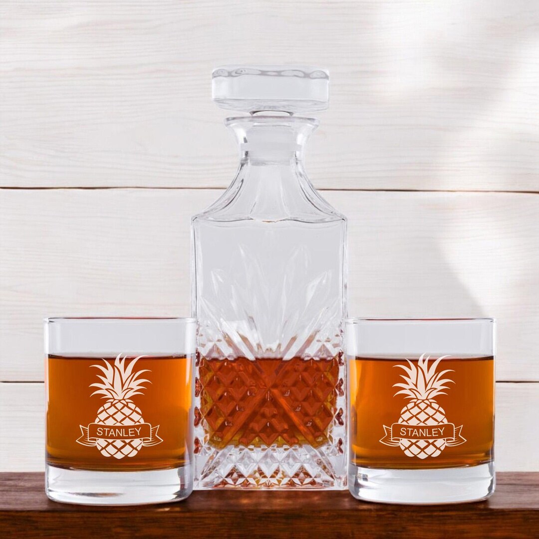 Pineapple Whiskey Decanter Whiskey Rocks Glasses, Diamond Pattern ...