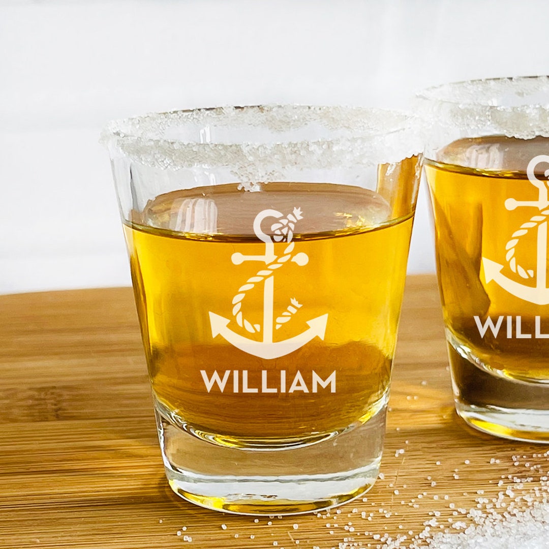 Engraved Anchor Personalized Fluted Shot Glass Gifts - Anchor Holiday ...
