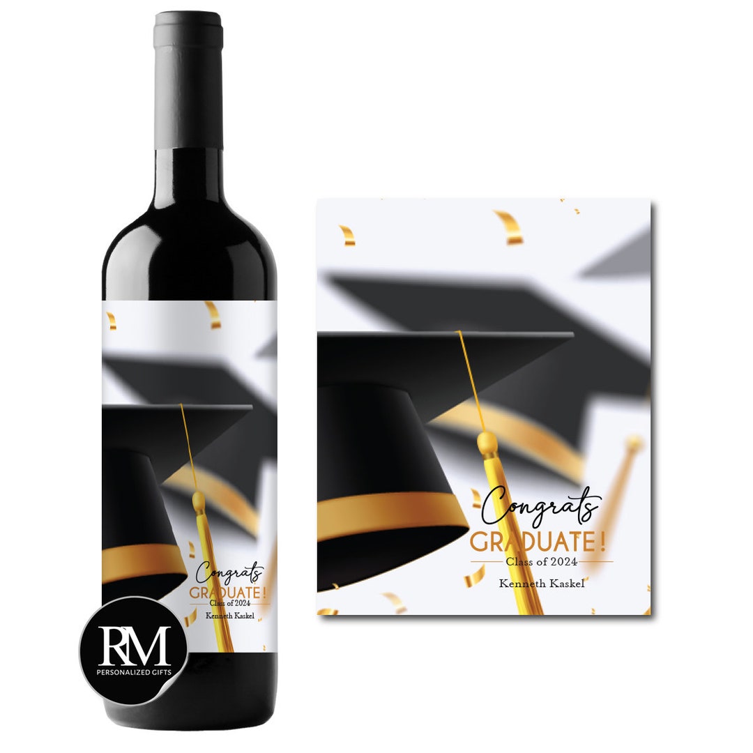 Set of 12 Congrats Graduate! Personalized Wine Labels, Graduation Party ...
