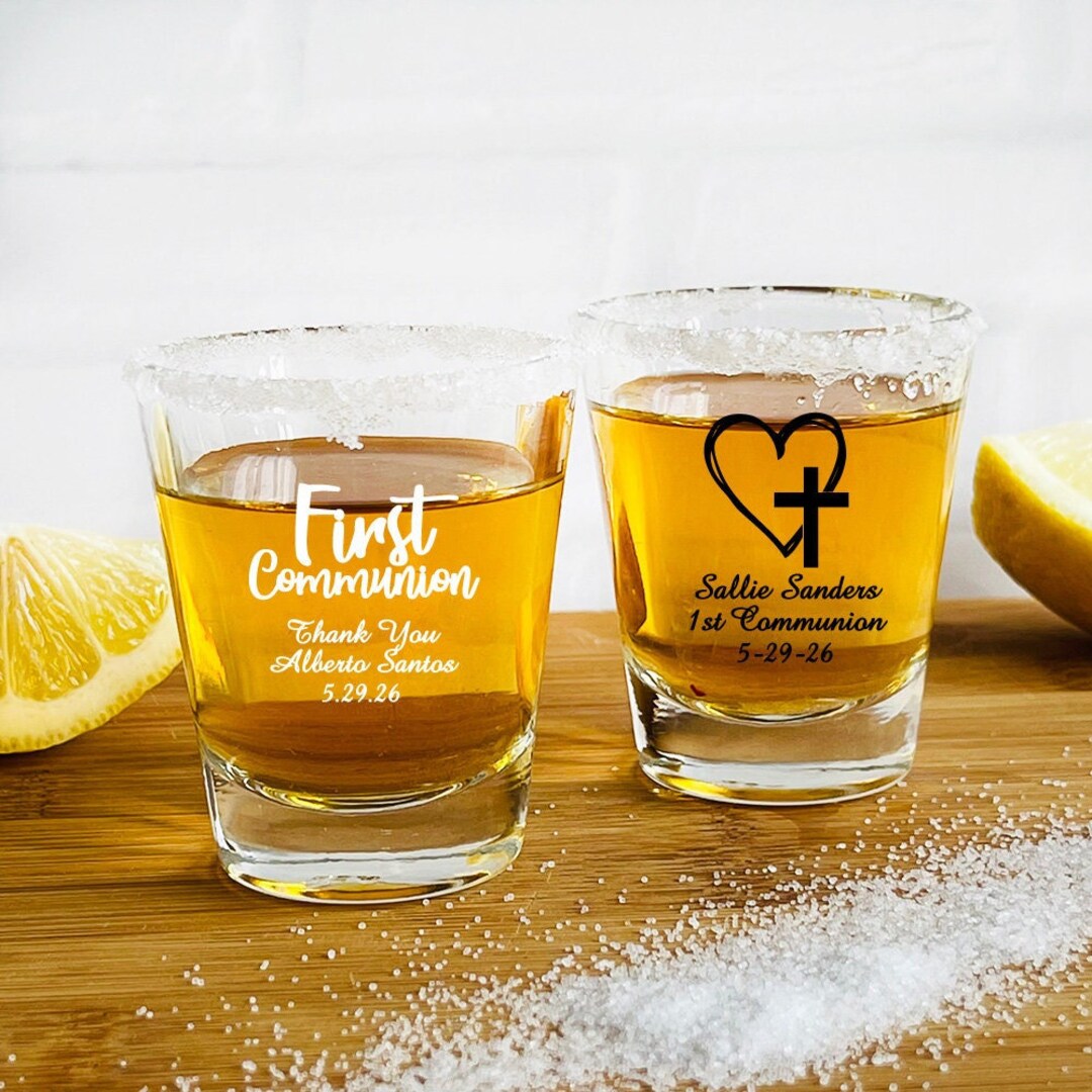 Printed 24 Pieces First Communion Personalized Fluted Shot Glass Favors ...