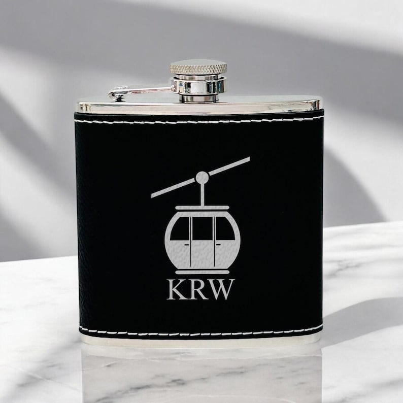 Personalized Ski Flask, Engraved Faux Leather, 6 Oz. - Etsy