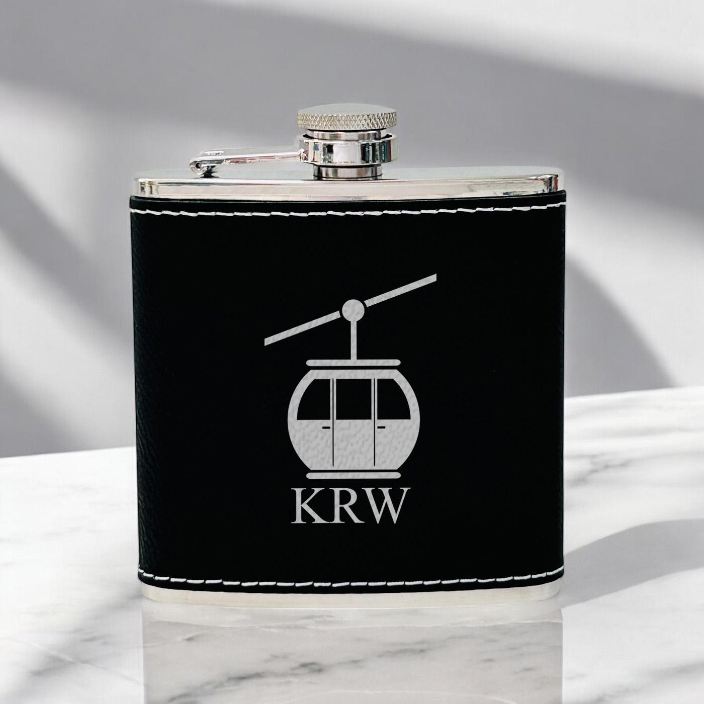 Personalized Ski Flask, Engraved Faux Leather, 6 Oz. - Etsy