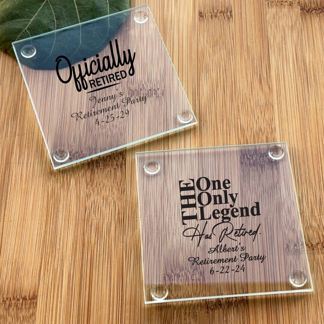 Printed 24 Pieces Aged to Perfection Personalized Glass Coasters Favors ...