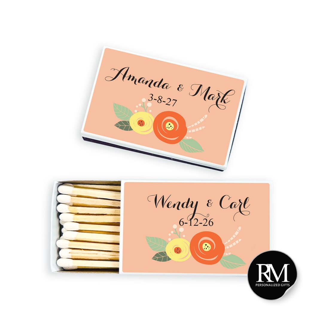 Personalized Matches PACK of 50 Floral Personalized Matches Matchboxes ...
