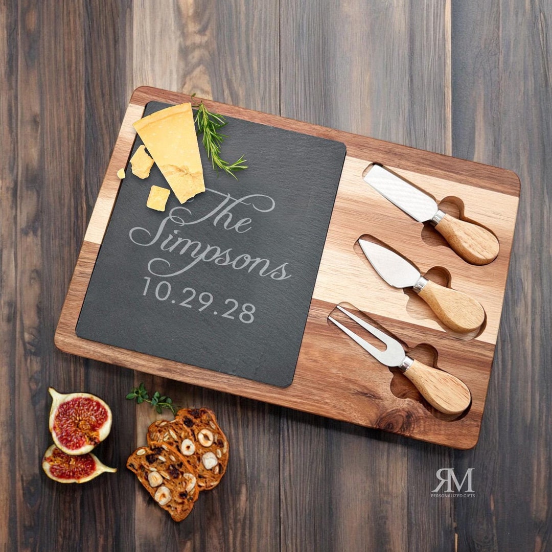 Personalized Engraved Cheese Board Set, Rectangle Charcuterie Board ...