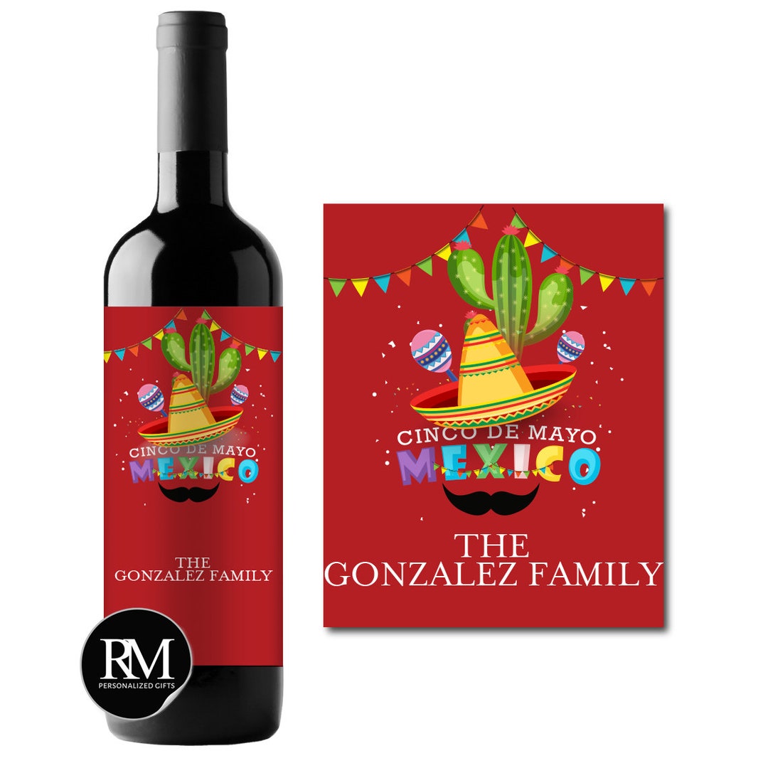 Personalized Cinco De Mayo Wine Labels: Mexican Fiesta Decor - Etsy