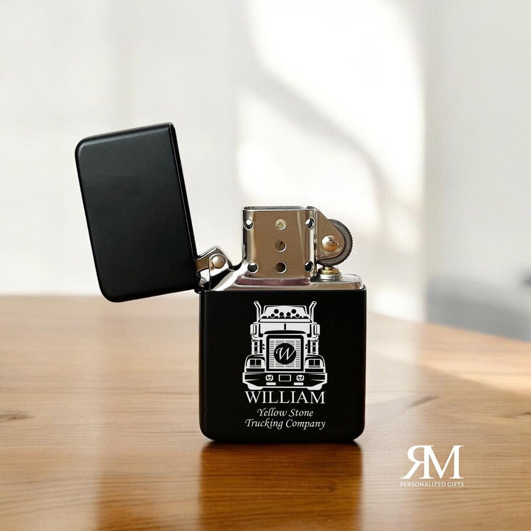 Engraved Truck Driver Custom Lighter | Trucking Matte Black ...
