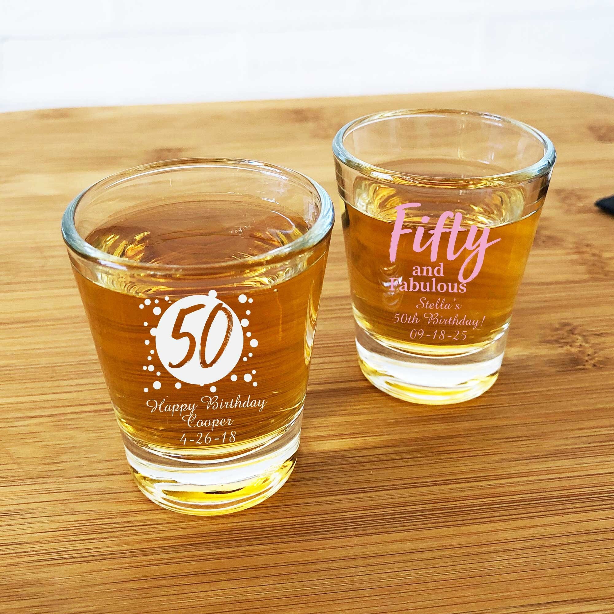 Printed 24 Pieces Turns Fifty Personalized Fluted Shot Glass - Etsy