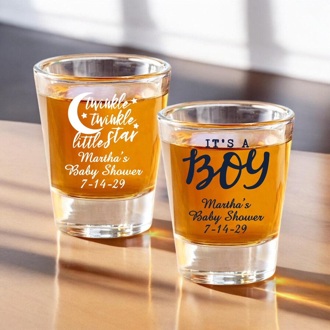 Baby Shower Personalized Printed 24 Pieces of Fluted Shot Glass Favors ...