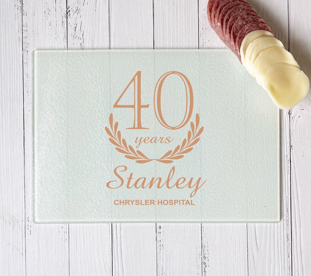 Years of Service Retirement Personalized Cutting Board Glass Birthday ...