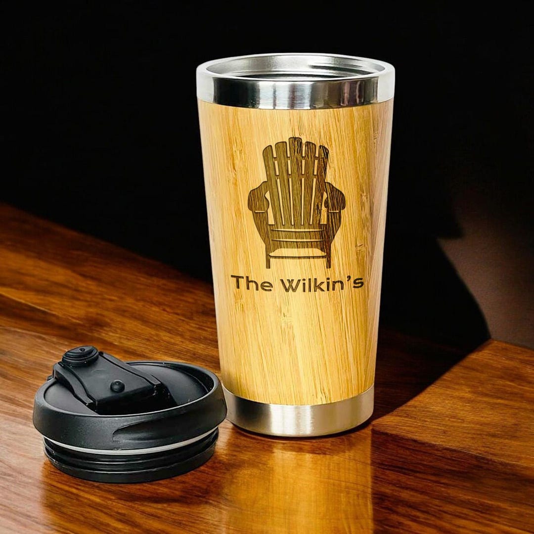 Adirondack Beach Chair Custom Bamboo Tumbler, Engraved Custom Bamboo ...