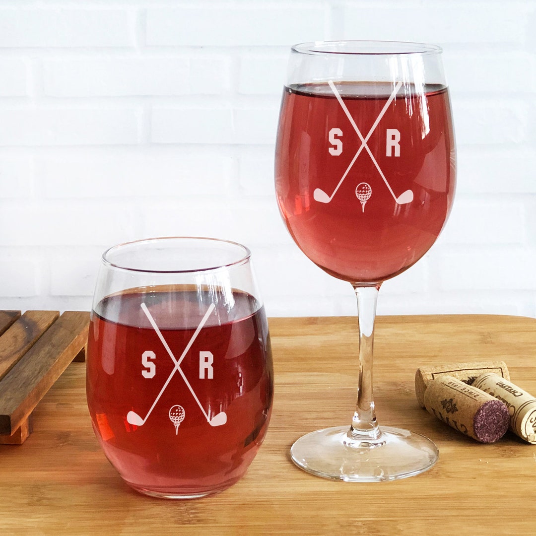 Golf Monogram Wine Glasses, Stemless Wine Glass or Wine Glass ...