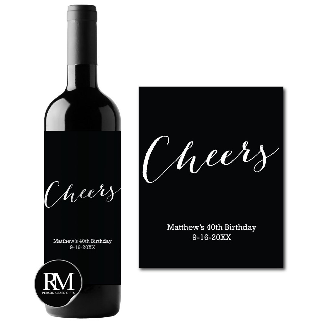 Cheers Personalized Wine Labels: Birthday Party Decor, Set of 12 - Etsy