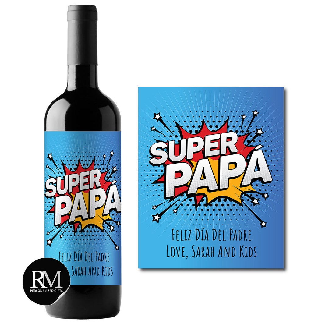 Personalized Wine Label Super Papa Happy Father's Day Labels, Father's ...