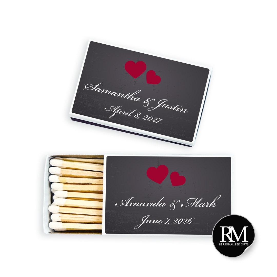 Personalized Wedding Matches: Two Hearts Design, Pack of 50 - Etsy