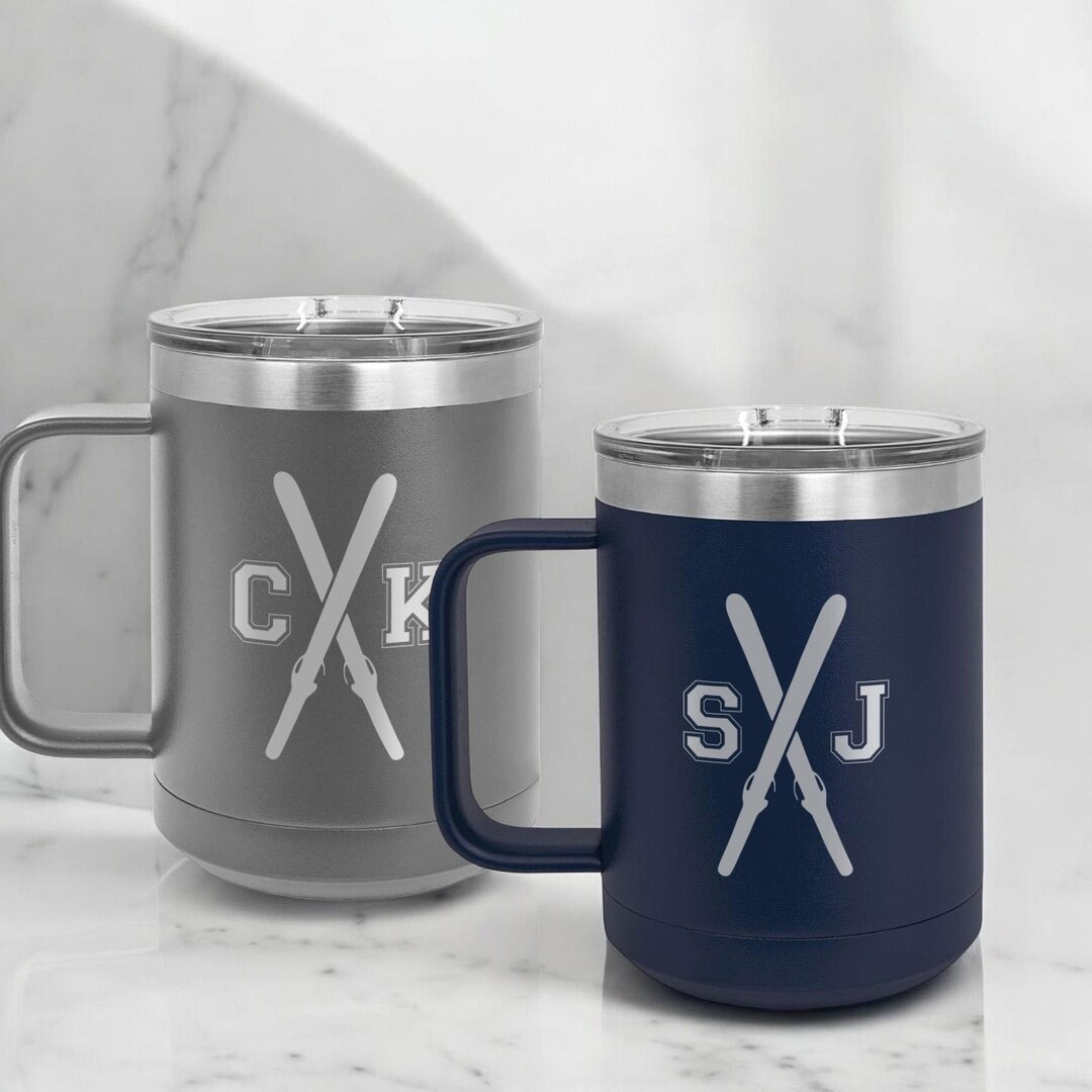 Ski Initial Monogram Custom Engraved Insulated 15 Oz Tumbler, Ski ...