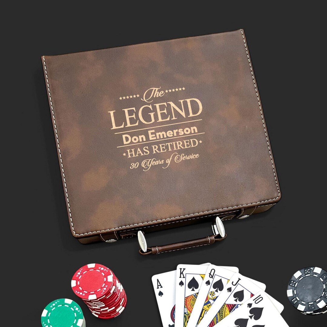 The Legend Has Retired Personalized Leather Poker Chip Gift Set ...