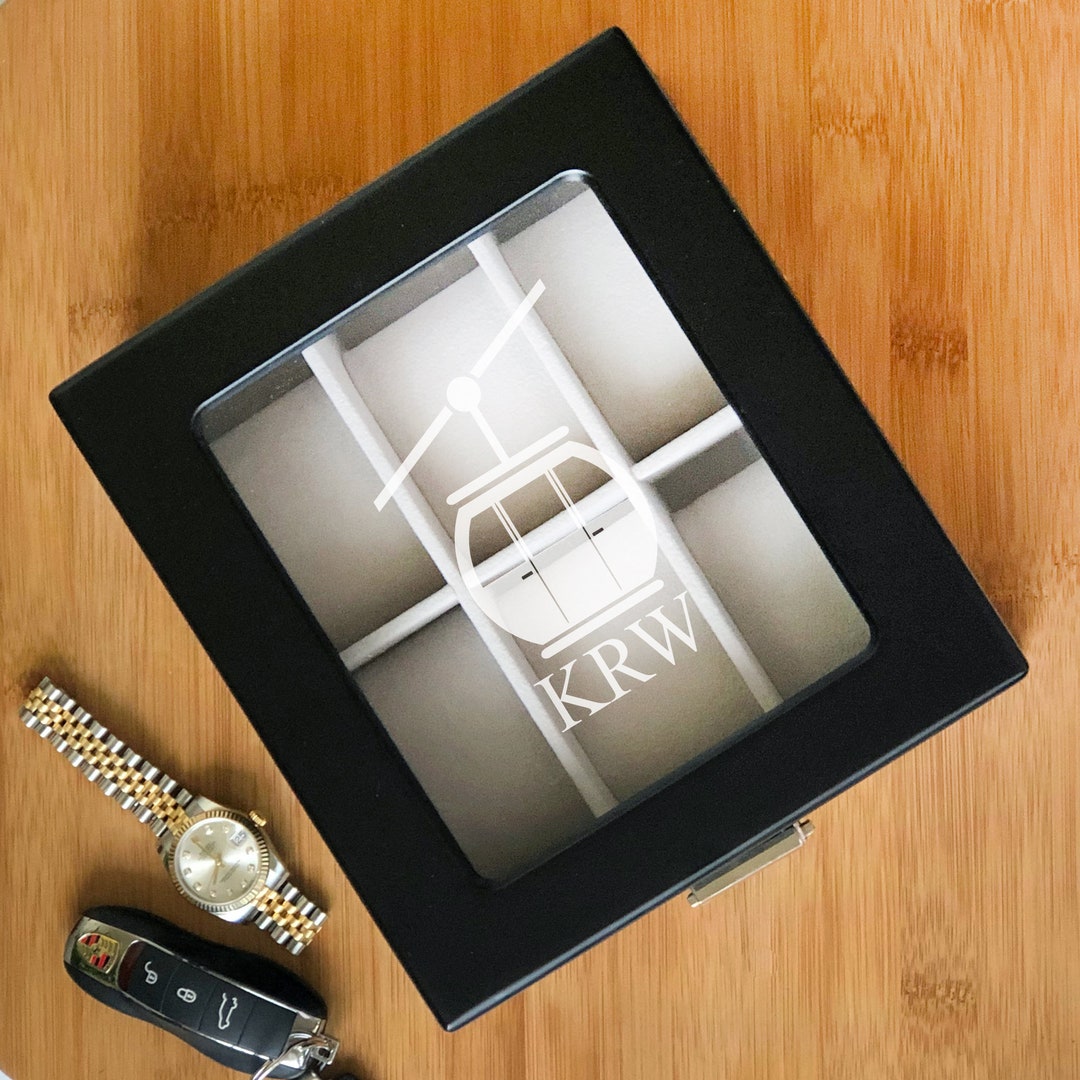 Gondola Ski Monogram Watch Box Wood 6 Slot Compartment Watch Box Square ...