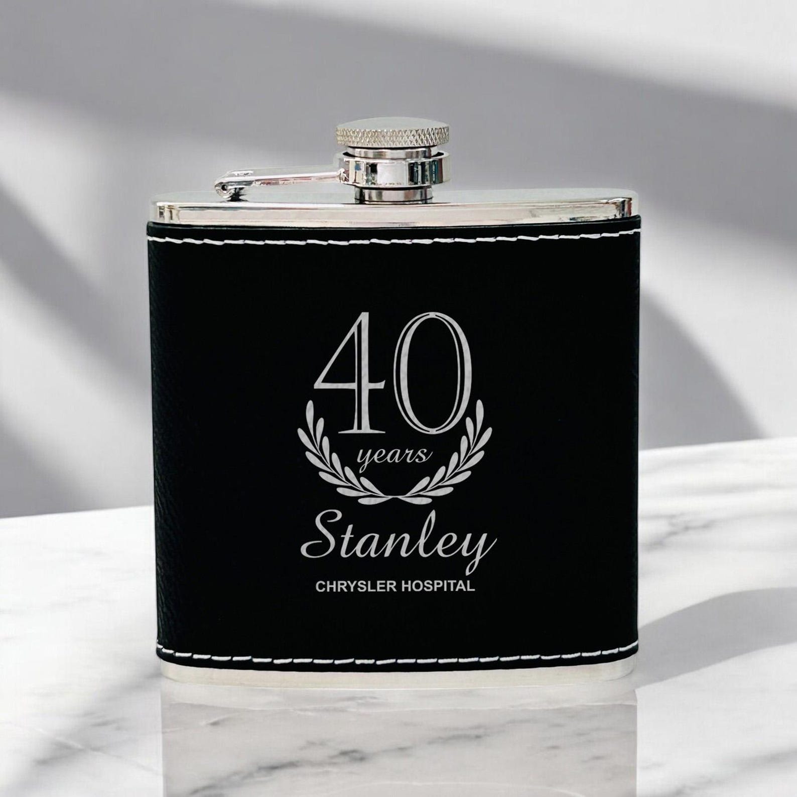 Years of Service Retirement Personalized Leather Hip Flask, Engraved ...