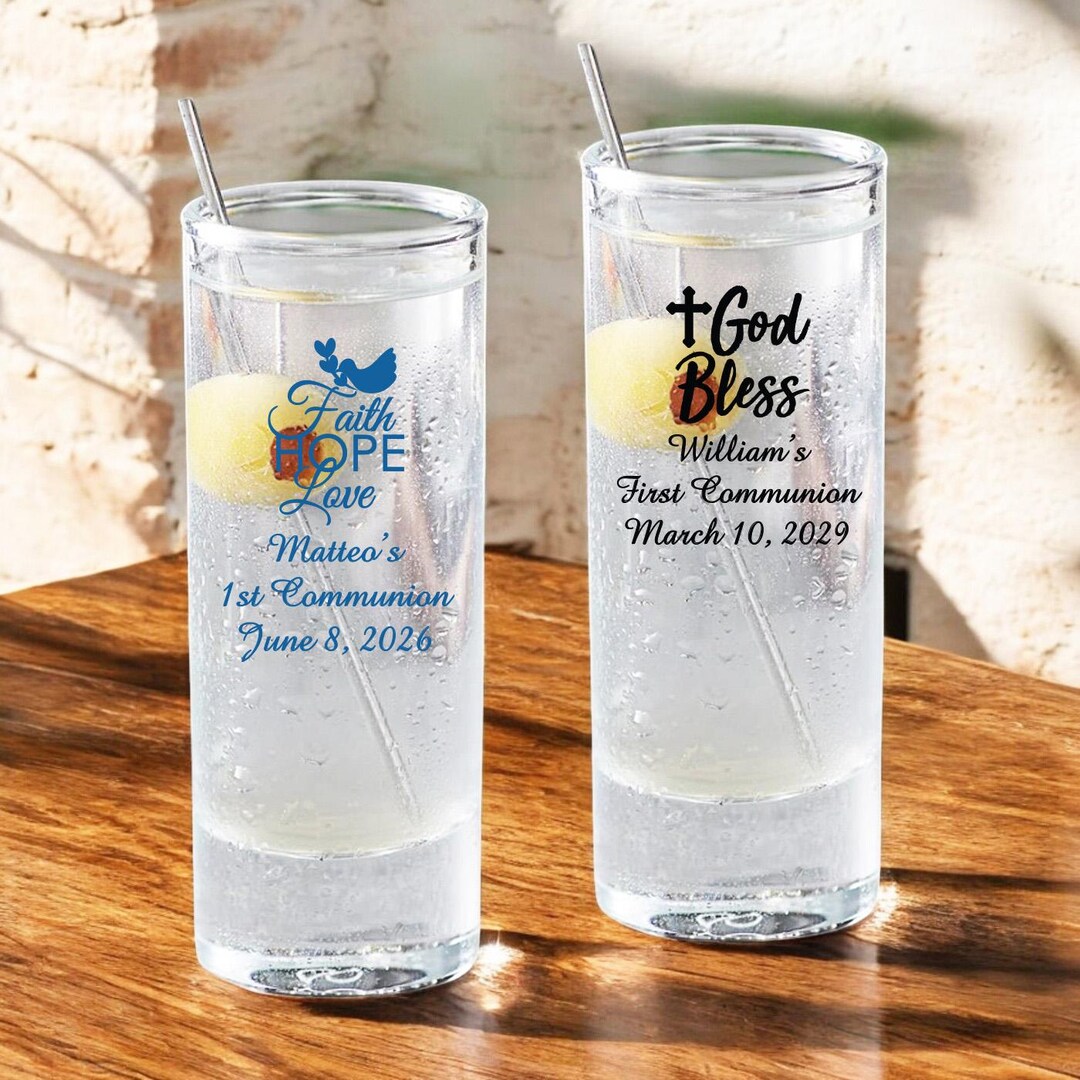 First Holy Communion Personalized Printed 24 Pieces Tall Shot Glass ...