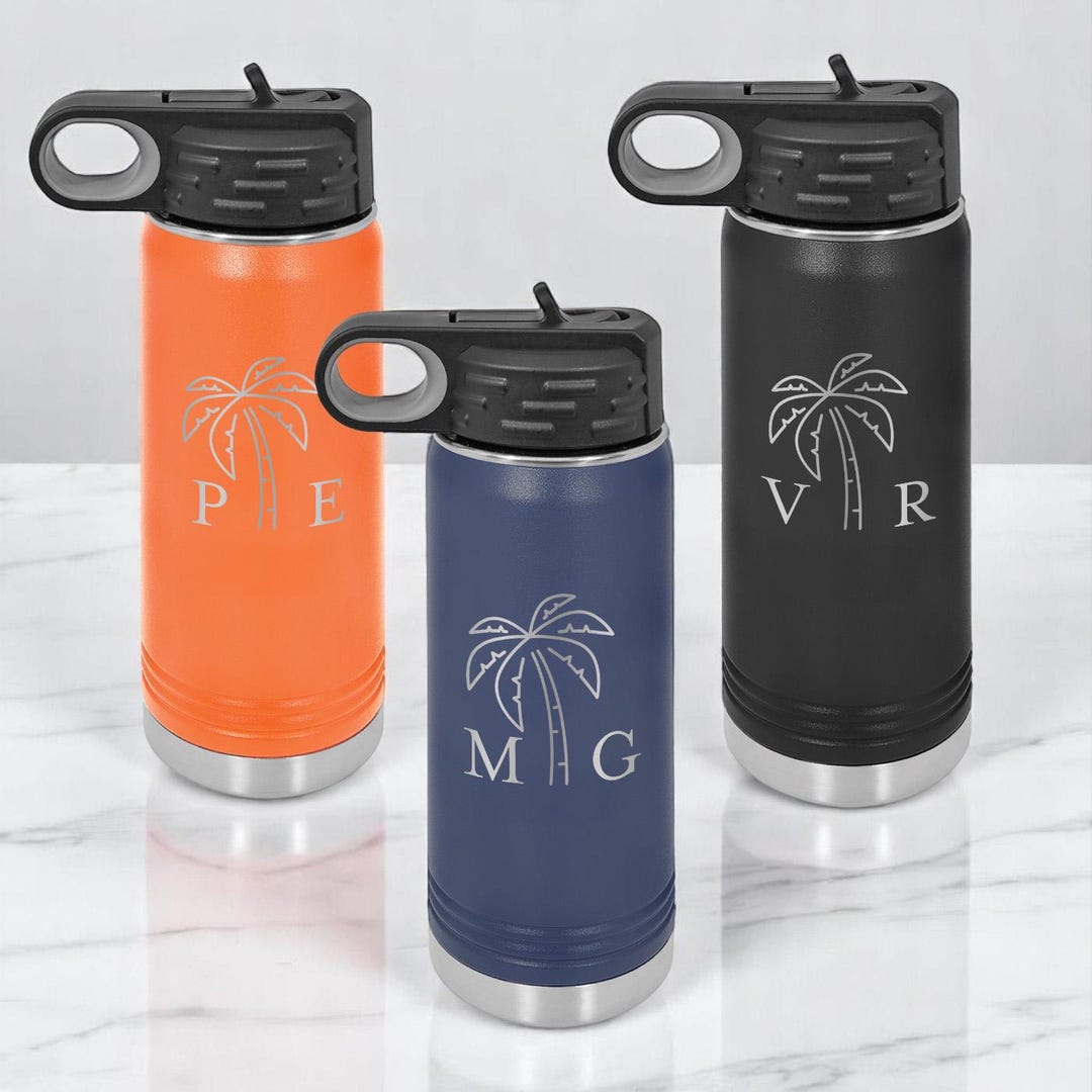Personalized Palm Tree Water Bottle: Engraved Stainless Steel, 20 Oz - Etsy