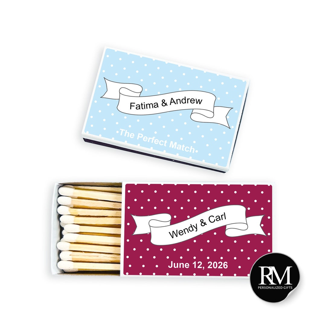 Personalized Matches PACK of 50 Polka Dots and Banner Personalized ...