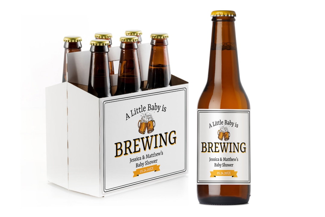 A Little Baby is Brewing Baby Shower Party Personalized Beer Bottle ...